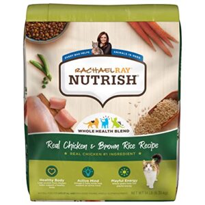 rachael ray nutrish premium natural dry cat food, real chicken & brown rice recipe, 14 pounds (packaging may vary)