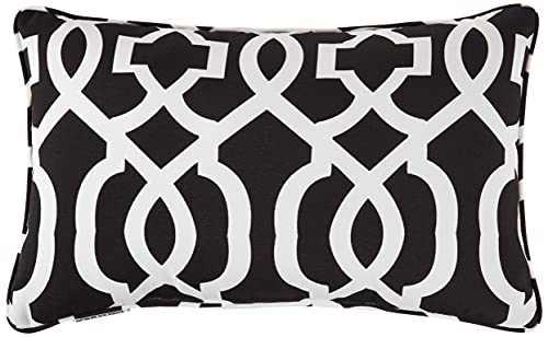 Pillow Perfect Trellis Outdoor Throw Accent Pillow Plush Fill, Weather, and Fade Resistant, 2 Count (Pack of 1), Black/White New Geo