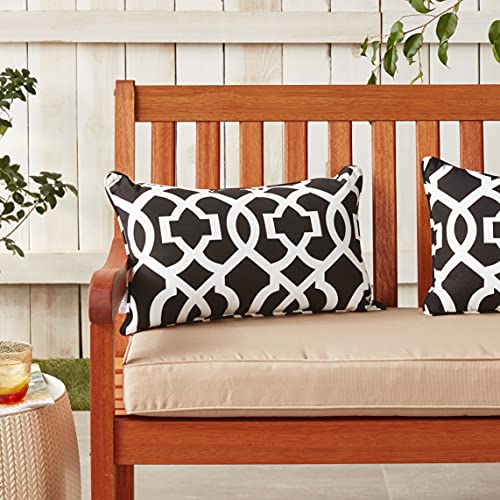 Pillow Perfect Trellis Outdoor Throw Accent Pillow Plush Fill, Weather, and Fade Resistant, 2 Count (Pack of 1), Black/White New Geo