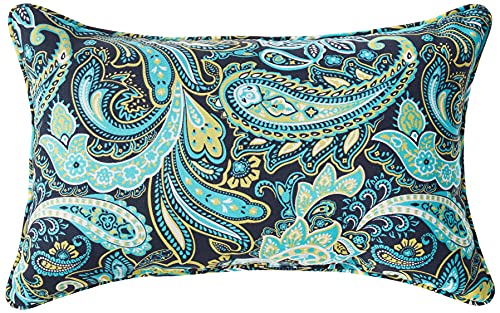 Pillow Perfect Paisley Outdoor/Indoor Lumbar Pillow Plush Fill, Weather, and Fade Resistant, Lumbar - 11.5" x 18.5", Blue/Green Pretty, 2 Count