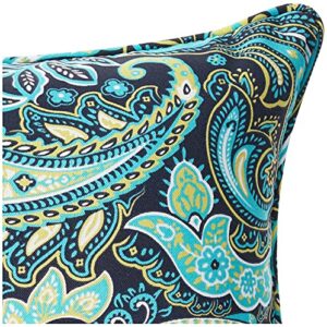 Pillow Perfect Paisley Outdoor/Indoor Lumbar Pillow Plush Fill, Weather, and Fade Resistant, Lumbar - 11.5" x 18.5", Blue/Green Pretty, 2 Count