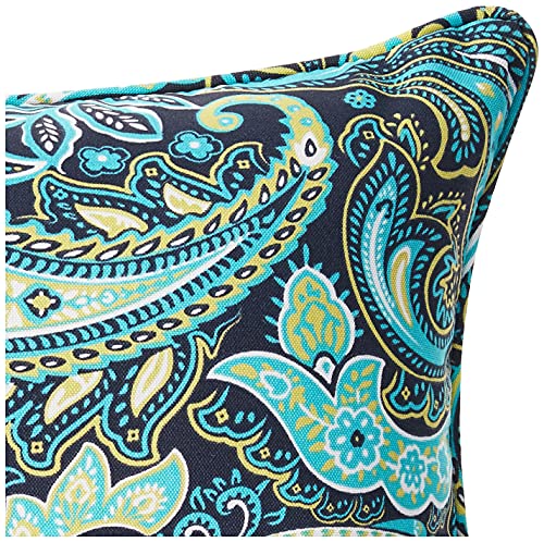 Pillow Perfect Paisley Outdoor/Indoor Lumbar Pillow Plush Fill, Weather, and Fade Resistant, Lumbar - 11.5" x 18.5", Blue/Green Pretty, 2 Count