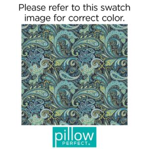 Pillow Perfect Paisley Outdoor/Indoor Lumbar Pillow Plush Fill, Weather, and Fade Resistant, Lumbar - 11.5" x 18.5", Blue/Green Pretty, 2 Count