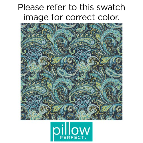 Pillow Perfect Paisley Outdoor/Indoor Lumbar Pillow Plush Fill, Weather, and Fade Resistant, Lumbar - 11.5" x 18.5", Blue/Green Pretty, 2 Count