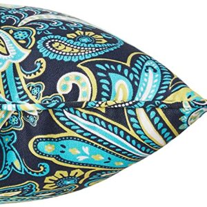 Pillow Perfect Paisley Outdoor/Indoor Lumbar Pillow Plush Fill, Weather, and Fade Resistant, Lumbar - 11.5" x 18.5", Blue/Green Pretty, 2 Count