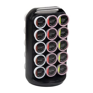 mind reader carousel coffee pod holder, 1 count (pack of 1), black, 30 pods