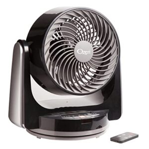 ozeri - ozf6 brezza iii dual oscillating 10" high velocity desk fan, black/gray