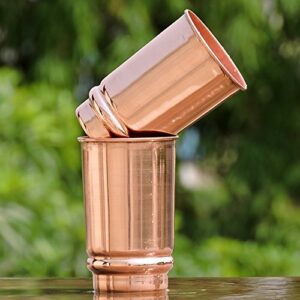 Pure Copper Tumblers Set of 2, UNLINED, UNCOATED and LACQUER Free | 350 Ml. (11.8 US Fl Oz) Traveller's Copper Cups for Ayurveda Health Benefits