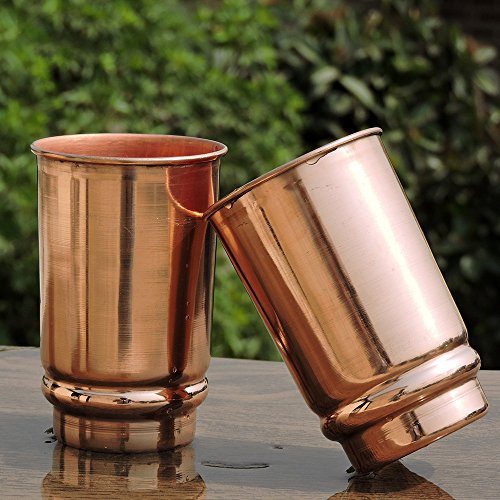 Pure Copper Tumblers Set of 2, UNLINED, UNCOATED and LACQUER Free | 350 Ml. (11.8 US Fl Oz) Traveller's Copper Cups for Ayurveda Health Benefits