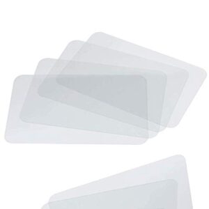 clear plastic placemats set of 4 - table protector for dining room table, kitchen counter, office desk, painting table, shelves - multi-use, flexible, durable, and wipeable plastic sheets 18x12 inch