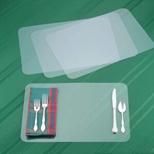 Clear Plastic Placemats Set of 4 - Table Protector for Dining Room Table, Kitchen Counter, Office Desk, Painting Table, Shelves - Multi-Use, Flexible, Durable, and Wipeable Plastic Sheets 18x12 Inch