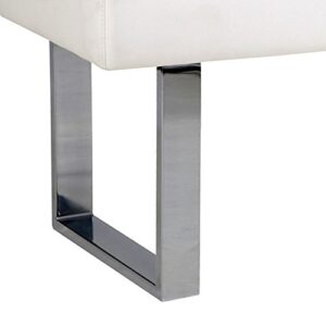 Armen Living Amanda Bench in White and Chrome Finish 48"x18"x19"