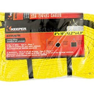 Keeper - 16’ x 4" Performance Engineered Cargo and Load Lift Sling with Flat Loops - Type 3, Class 7 Rated Cargo Sling