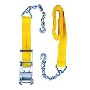 KEEPER - 3" x 30' Heavy Duty Ratchet Tie-Down with Chain End and Grab Hook - 5,000 lbs. Working Load Limit and 15,000 lbs. Break Strength