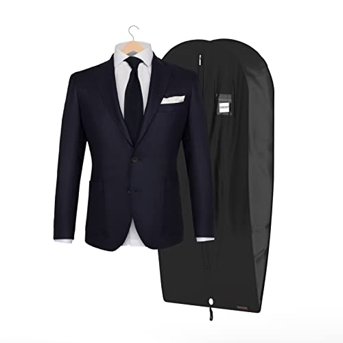 HANGERWORLD Black 44in Nylon Gusseted Garment Bags for Hanging Clothes Multi Garment Carrier Cover for Suits and Dresses