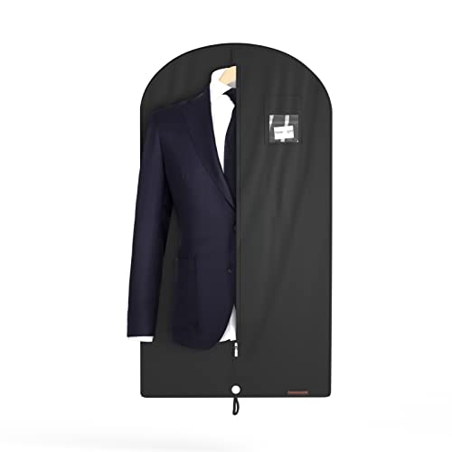 HANGERWORLD Black 44in Nylon Gusseted Garment Bags for Hanging Clothes Multi Garment Carrier Cover for Suits and Dresses