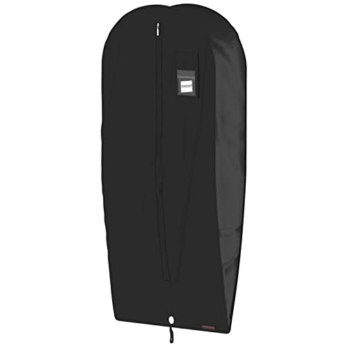 HANGERWORLD Black 44in Nylon Gusseted Garment Bags for Hanging Clothes Multi Garment Carrier Cover for Suits and Dresses