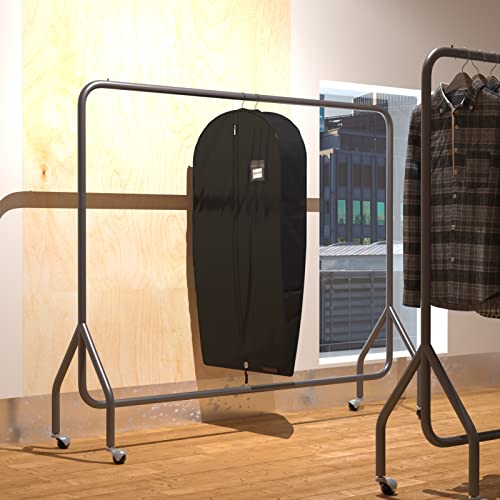 HANGERWORLD Black 44in Nylon Gusseted Garment Bags for Hanging Clothes Multi Garment Carrier Cover for Suits and Dresses