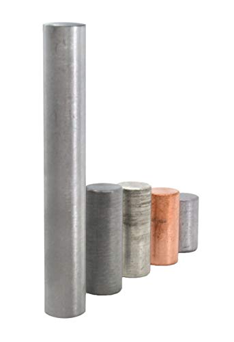 5pc Equal Mass Metal Cylinders Set - Zinc, Copper, Aluminum, Tin & Lead - for Studying The Relationship Between Density & Mass - Eisco Labs