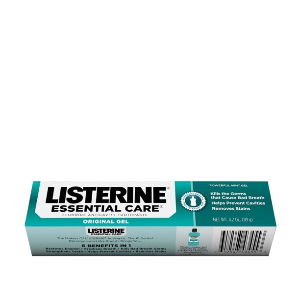 Listerine Essential Care Toothpaste Gel 4.20 Ounces (Pack of 5)