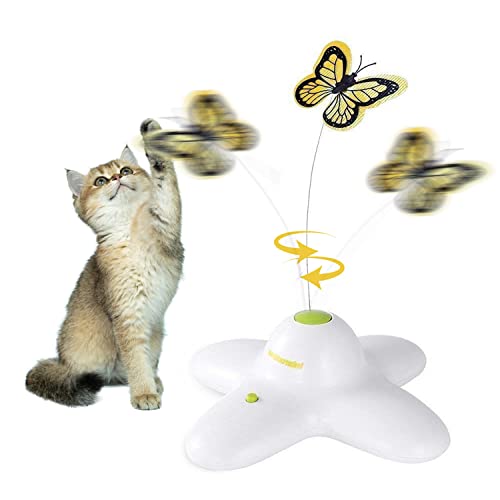 ALL FOR PAWS Interactives Flutter Bug Toy for Dogs, Butter-Fly Cat Toys Interactive for Indoor Cats with 2 Replacements