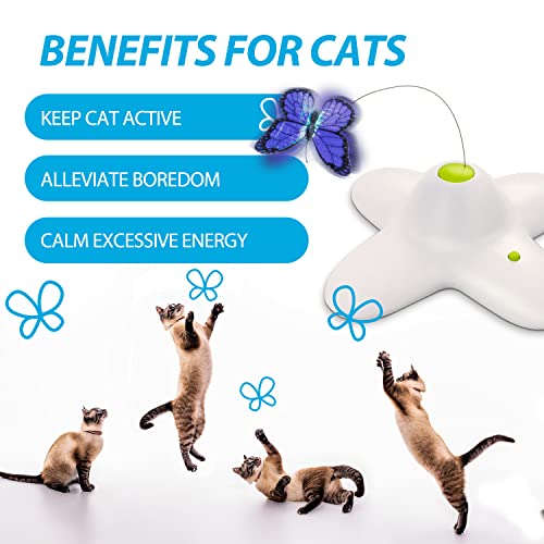 ALL FOR PAWS Interactives Flutter Bug Toy for Dogs, Butter-Fly Cat Toys Interactive for Indoor Cats with 2 Replacements