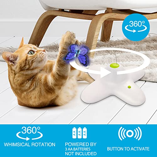 ALL FOR PAWS Interactives Flutter Bug Toy for Dogs, Butter-Fly Cat Toys Interactive for Indoor Cats with 2 Replacements