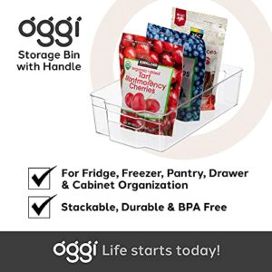 Oggi Clear Stackable Storage Bin for Fridge, Freezer and Pantry, 14.75" x 8.5" x 3.75"