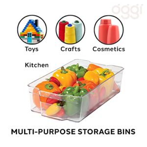 Oggi Clear Stackable Storage Bin for Fridge, Freezer and Pantry, 14.75" x 8.5" x 3.75"