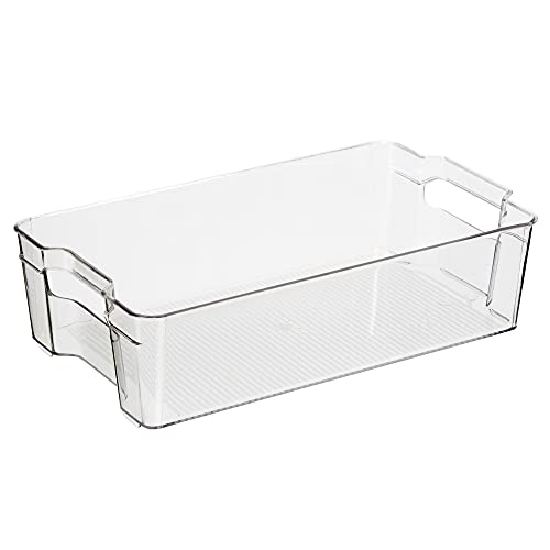 Oggi Clear Stackable Storage Bin for Fridge, Freezer and Pantry, 14.75" x 8.5" x 3.75"