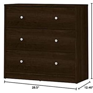 Tvilum, Bedroom Furniture, Silver Handles, Modern and Elegant Design 3 Drawer Chest, Brown