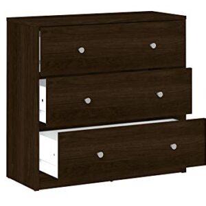 Tvilum, Bedroom Furniture, Silver Handles, Modern and Elegant Design 3 Drawer Chest, Brown