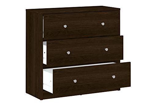 Tvilum, Bedroom Furniture, Silver Handles, Modern and Elegant Design 3 Drawer Chest, Brown