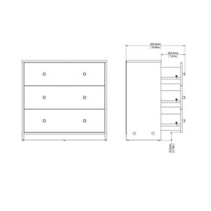 Tvilum, Bedroom Furniture, Silver Handles, Modern and Elegant Design 3 Drawer Chest, Brown