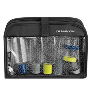 travelon wet dry 1 quart bag with plastic bottles, black, one size