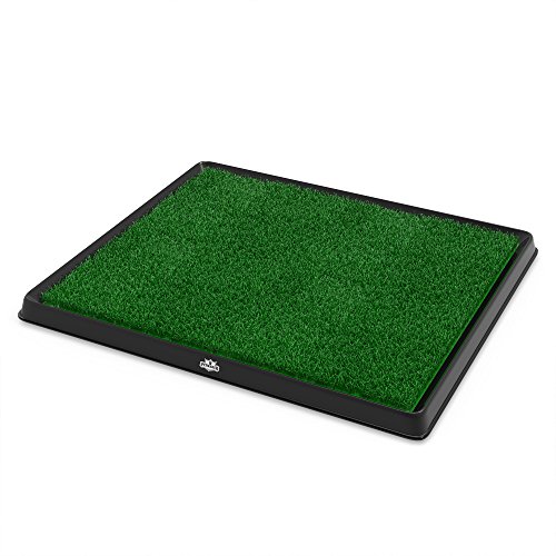 Artificial Grass Puppy Pee Pad for Dogs and Small Pets - 20x25 Reusable 3-Layer Training Potty Pad with Tray - Dog Housebreaking Supplies by PETMAKER