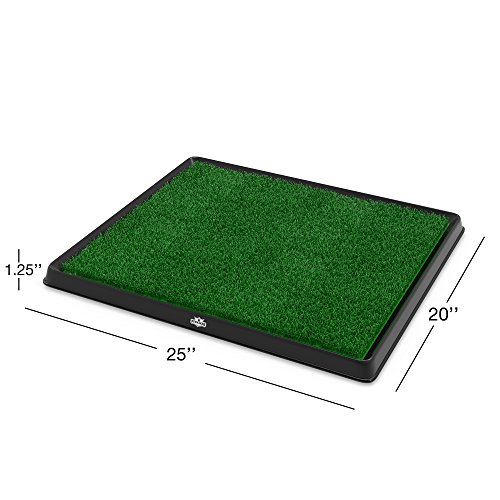 Artificial Grass Puppy Pee Pad for Dogs and Small Pets - 20x25 Reusable 3-Layer Training Potty Pad with Tray - Dog Housebreaking Supplies by PETMAKER