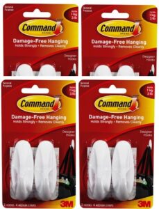 command medium designer hooks, white, 8-hooks