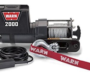 WARN 92000 Vehicle Mounted 2000 Series 12V DC Electric Utility Winch with Steel Cable: 1 Ton (2,000 lb) Pulling Capacity