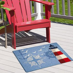 Jellybean Ocean Outpost Red White Lighthouse Compass Anchor Accent Rug