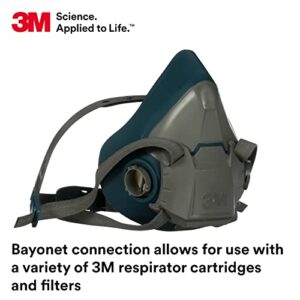 3M Rugged Comfort Half Facepiece Reusable Respirator 6501, Cool Flow Valve Helps Reduce Heat and Moisture, Silicone Faceseal Provides a Firm Seal, Welding, Sanding, Cleaning, Grinding, Small