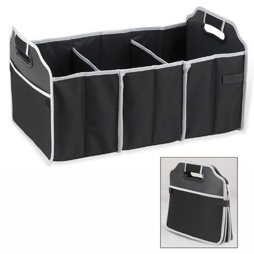 PrimeTrendz Fully Collapsible Portable Folding Flat Trunk Organizer Great for Storing Tools, Maps, Cleaning Supplies, Bottles, Emergency Tools, Groceries & More in Black By USA CASH AND CARRY.