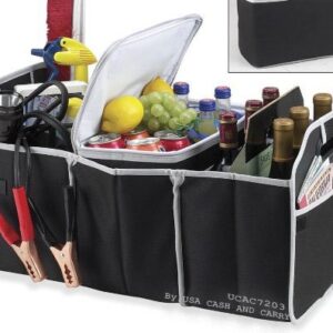 PrimeTrendz Fully Collapsible Portable Folding Flat Trunk Organizer Great for Storing Tools, Maps, Cleaning Supplies, Bottles, Emergency Tools, Groceries & More in Black By USA CASH AND CARRY.