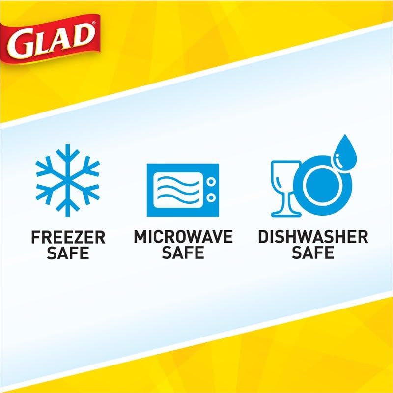 GladWare Design Series Food Storage Containers 9 Oz, 5 Ct | Small Snack Containers for Snacks & Small Meals, Food Storage from Glad | Glad Plastic Food Containers with Lids, Plastic Food Storage