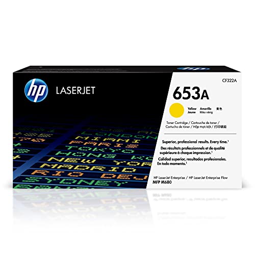 HP 653A Yellow Toner Cartridge | Works with HP Color LaserJet Enterprise MFP M680 Series | CF322A