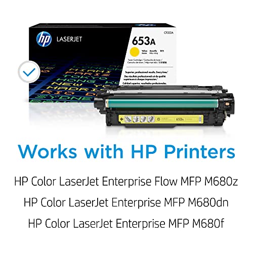 HP 653A Yellow Toner Cartridge | Works with HP Color LaserJet Enterprise MFP M680 Series | CF322A