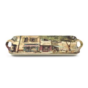 Pimpernel Parisian Scenes Collection Large Handled Tray | Serving Tray for Lunch, Coffee, or Breakfast | Made of Melamine for Indoor and Outdoor use | Measures 18.9" x 11.6" | Dishwasher Safe