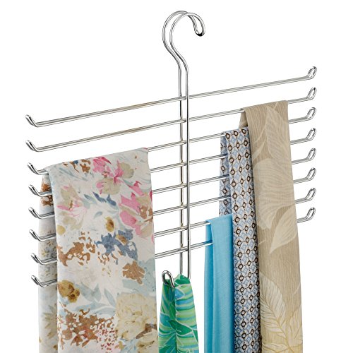 iDesign Steel 8-Rod Spine Hanging Closet Organizer, The Classico Collection - 12.6" x 16" x .75", Chrome