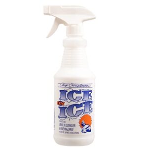 chris christensen ice on ice detangler and finishing dog spray, groom like a professional, ready to use, helps brush/comb glide through coat, conditions, no residue, all coat types, made in usa, 16 oz