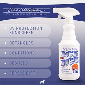 Chris Christensen Ice on Ice Detangler and Finishing Dog Spray, Groom Like a Professional, Ready to Use, Helps Brush/Comb Glide Through Coat, Conditions, No Residue, All Coat Types, Made in USA, 16 oz